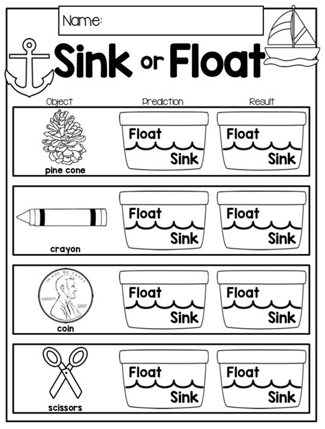 Sink Or Float Activity Sink Or Float Preschool Worksheets Learning Science