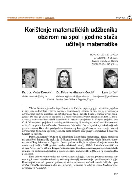 Pdf Use Of Mathematical Textbooks With Regard To Sex And Years Of