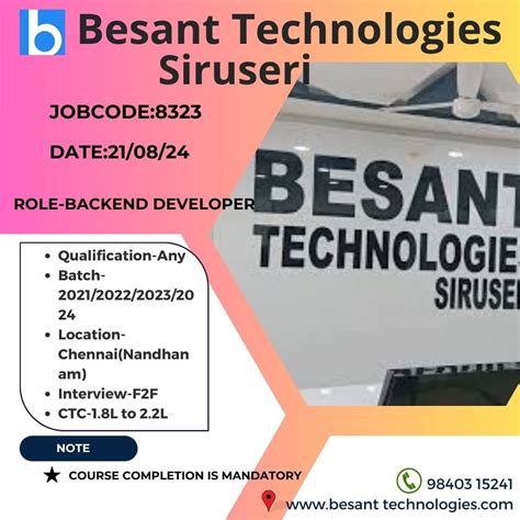 Besant Technologies Siruseri Chennai On Linkedin Besant Technologies Siruseri Role Backend