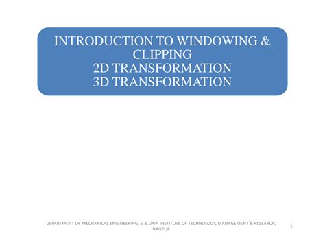 Solution Windowing And Clipping 2d Transformation 3d Transformation