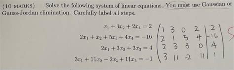 Solved MARKS Solve The Following System Of Linear Chegg
