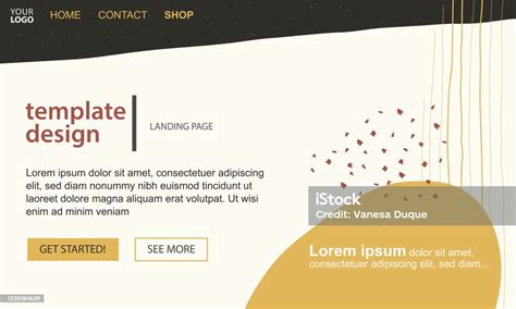 우아한 추상적 인 스타일의 홈페이지 또는 웹 사이트에 대한 방문 페이지 템플릿 0명에 대한 스톡 벡터 아트 및 기타 이미지