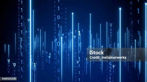 digital transformation concept binary code and arrow symbols stock