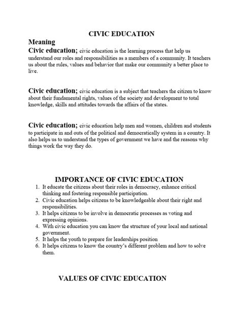 civic education lecture notes pdf civics civic engagement