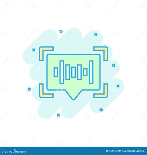 Voice Recognition Icon In Comic Style Authentication Sound Vector Cartoon Illustration On White