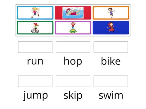 Run Hop Skip Jump Swim Bike Match Up