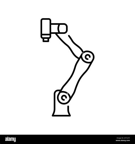 Collaborative Robot Black Line Icon Vector Isolated Element Editable