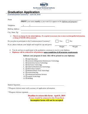 Fillable Online PRINT Your Name Exactly As You Want It To Appear On The Diploma And Program Fax