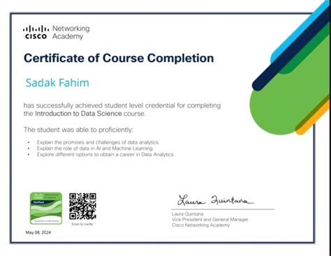 Completion Of Data Science Course Sadak Fahim Posted On The Topic
