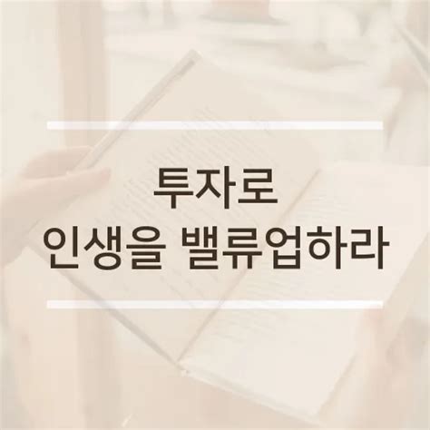 투자로 인생을 밸류업하라 성공적인 투자전략 7가지 로멘