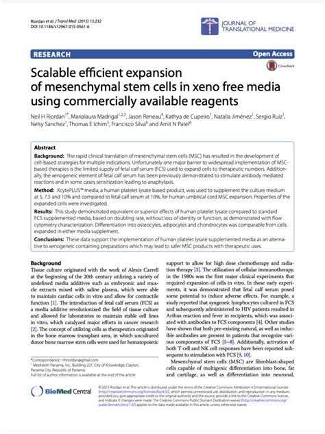 Scalable Efficient Expansion Of Mesenchymal Stem Cells In Xeno Free