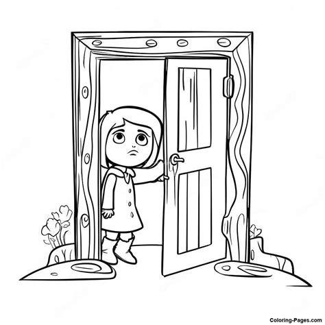 Coraline Exploring The Mysterious Door Coloring Page Coloring