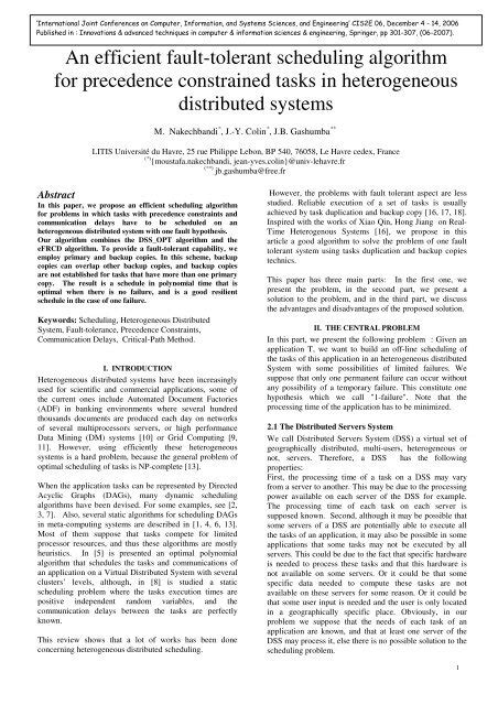 An Efficient Fault Tolerant Scheduling Algorithm For Precedence Free