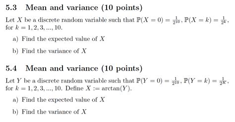 Mean And Variance Let X Be A Discrete Random Chegg Com