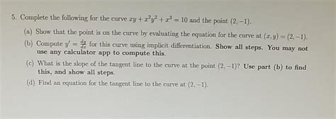 solved 5 complete the following for the curve ry ry r