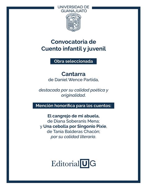 Convocatoria Cuento Infantil Y Juvenil Obra Seleccionada