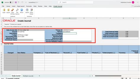 journal upload through spreadsheet knowledge