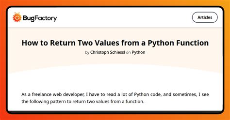 How To Return Two Values From A Python Function Bugfactory
