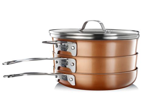 Gotham Steel Stackable Space Saving 5 Piece Copper Nonstick Cookware
