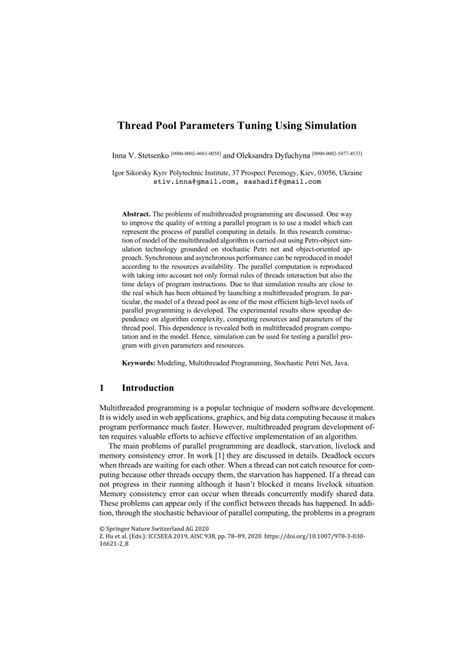Pdf Thread Pool Parameters Tuning Using Simulation