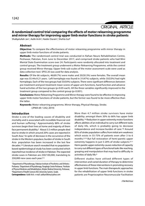 Pdf A Randomized Control Trial Comparing The Effects Of Motor