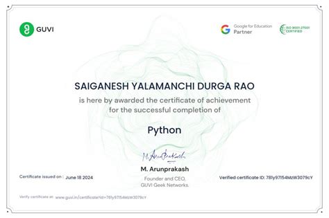 Python Guvi Datascience Webdev Machinelearning Saiganesh Yalamanchi
