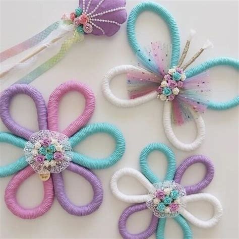 خرید و قیمت ست گل و پروانه مکرومه برای اتاق کودک و اویز دیوارکوب یا