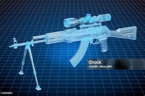 시각화 무기 군사 공학 개념의 3 차원 Cad 모델 3 차원 렌더링 총에 대한 스톡 사진 및 기타 이미지 총 홀로그램 3차원 형태 Istock