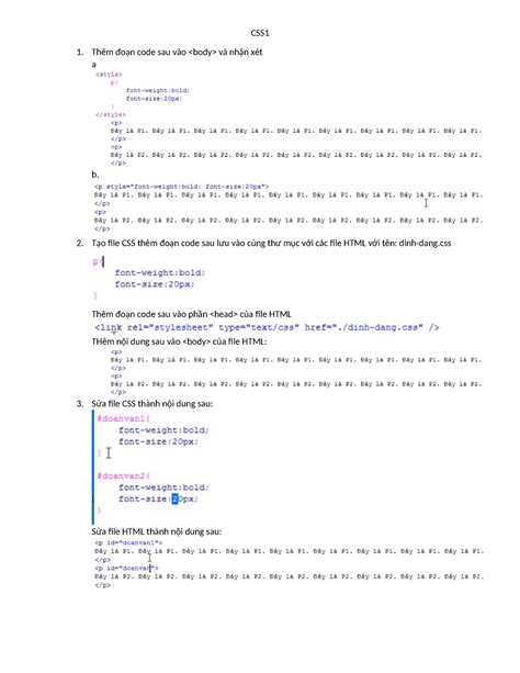 Css1 Welcome Css Thêm đoạn Code Sau Vào Và Nhận Xét A B Tạo File