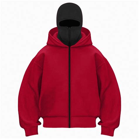 Towmus Balaclava Zip Hoodie Double Hood Y2k Winter Coats Built In Eye