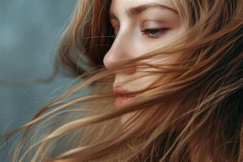 Serene Beauty With Windswept Hair Premium Ai Generated Image