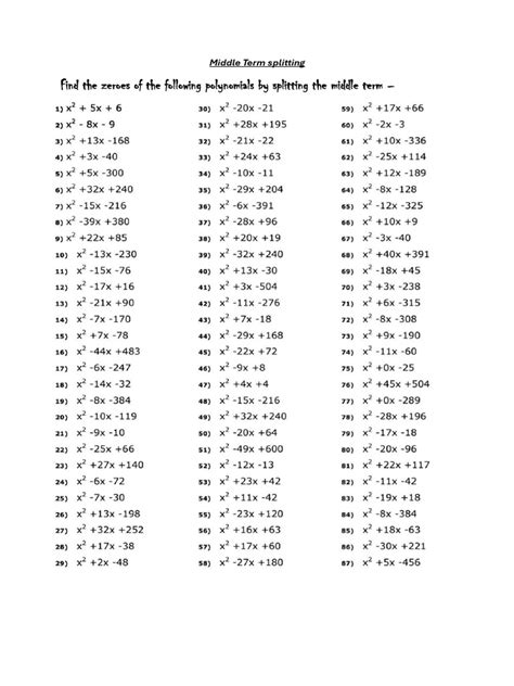 Middle Term Splitting Pdf