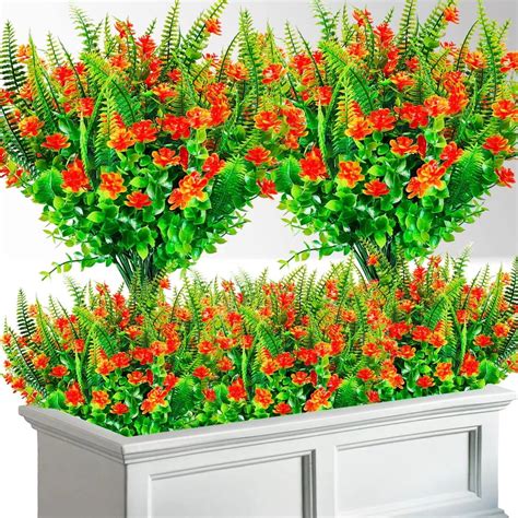 Hesheng Artificial Flowers For Outdoors 8 Bundles Artificial Outdoor