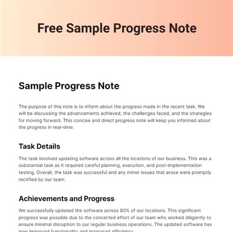 Free Progress Note Templates Editable And Printable