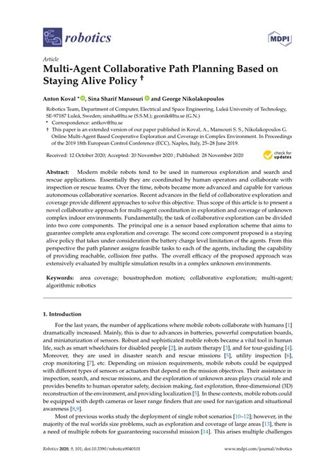 pdf multi agent collaborative path planning based on staying alive policy
