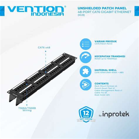 Jual Vention Network Patch Panel Gigabit Ethernet Lan Rj45 Wall Rackmount Kgb Cat6 Var 48 Di
