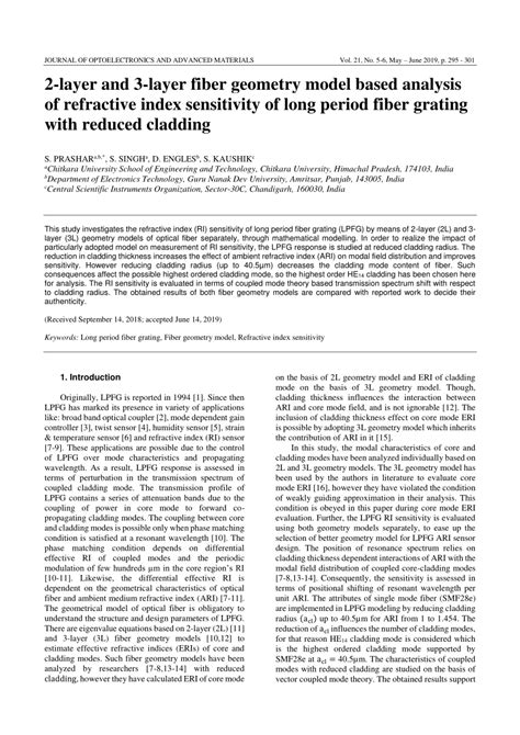Pdf 2 Layer And 3 Layer Fiber Geometry Model Based Analysis Of Refractive Index Sensitivity Of