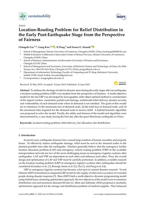 Pdf Location Routing Problem For Relief Distribution In The Early