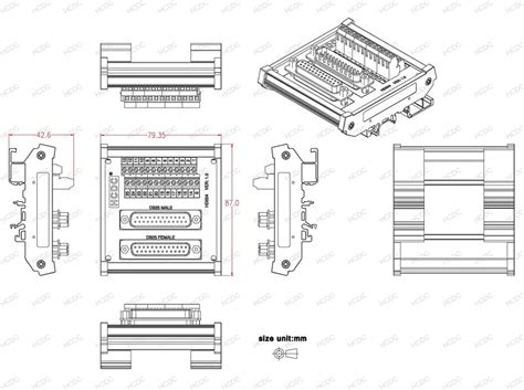 Din Rail Mount D Sub Male Female Interface Module Terminal Block Breakout Board Db25