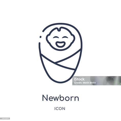어린이와 아기 개요 컬렉션에서 선형 신생아 아이콘입니다 얇은 라인 신생아 아이콘 흰색 배경에 고립입니다 신생아 유행 그림 0명에 대한 스톡 벡터 아트 및 기타 이미지