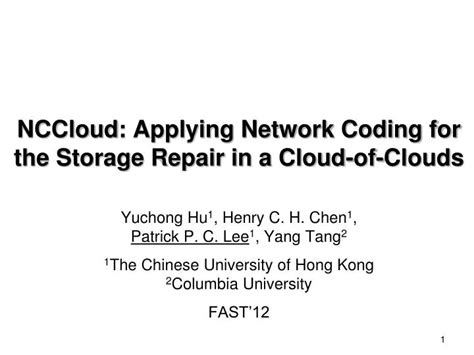 ppt nccloud applying network coding for the storage repair in a