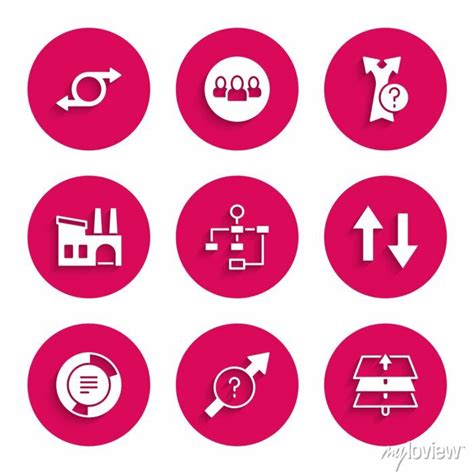 Set Hierarchy Organogram Chart Arrow Layers Pie Infographic Wall Stickers Digital Flat