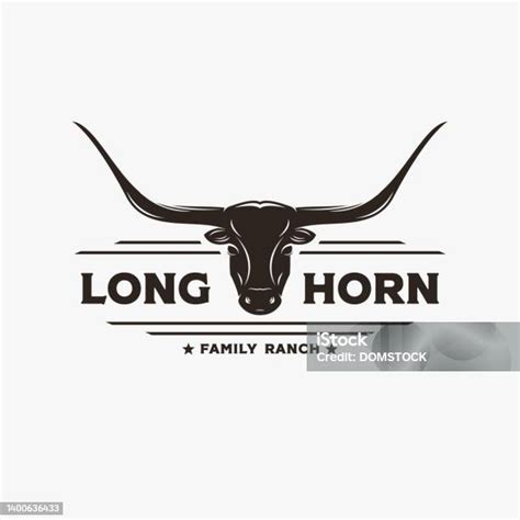 빈티지 복고풍 서부 텍사스 롱혼 라벨 로고 벡터 흰색 배경 텍사스롱혼에 대한 스톡 벡터 아트 및 기타 이미지 텍사스롱혼 로고 벡터 Istock