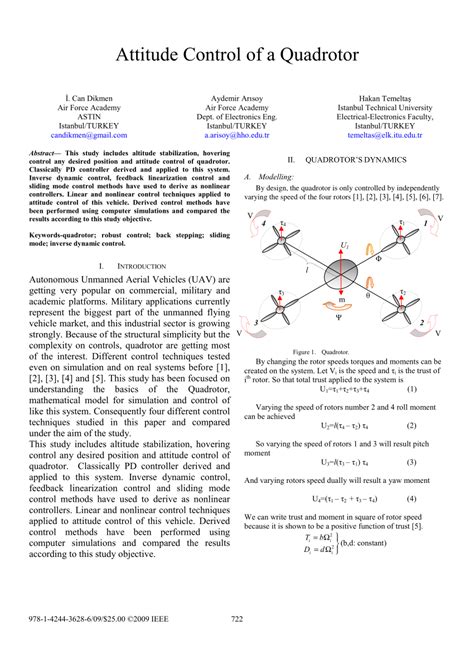 Pdf Attitude Control Of A Quadrotor