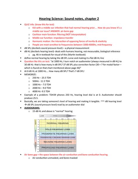 Hearing Science NOtes For Test 1 Hearing Science Sound Notes Chapter 2 QUIZ Info Know This