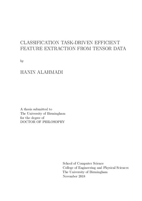 Pdf Classification Task Driven Efficient Feature Extraction From