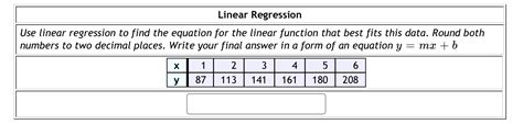 Solved Table[[linear Regression] [use Linear Regression To