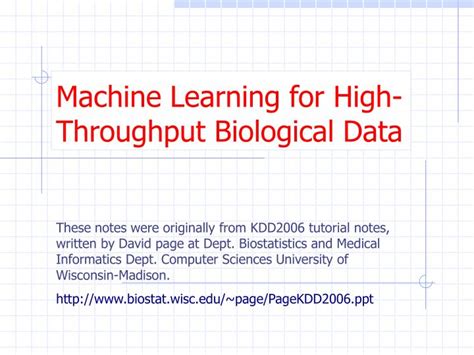 PPT Machine Learning For High Throughput Biological Data PowerPoint Presentation ID
