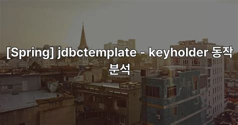 [spring] jdbctemplate keyholder 동작 분석 박종훈 기술블로그