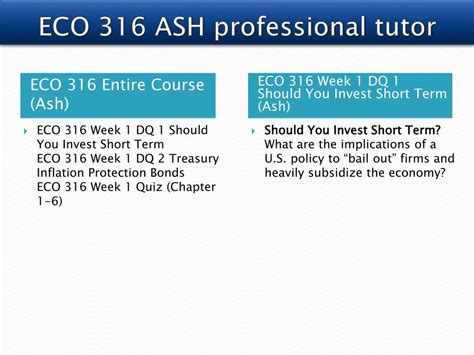 Ppt Eco 316 Ash Professional Tutor Eco316dotcom Powerpoint